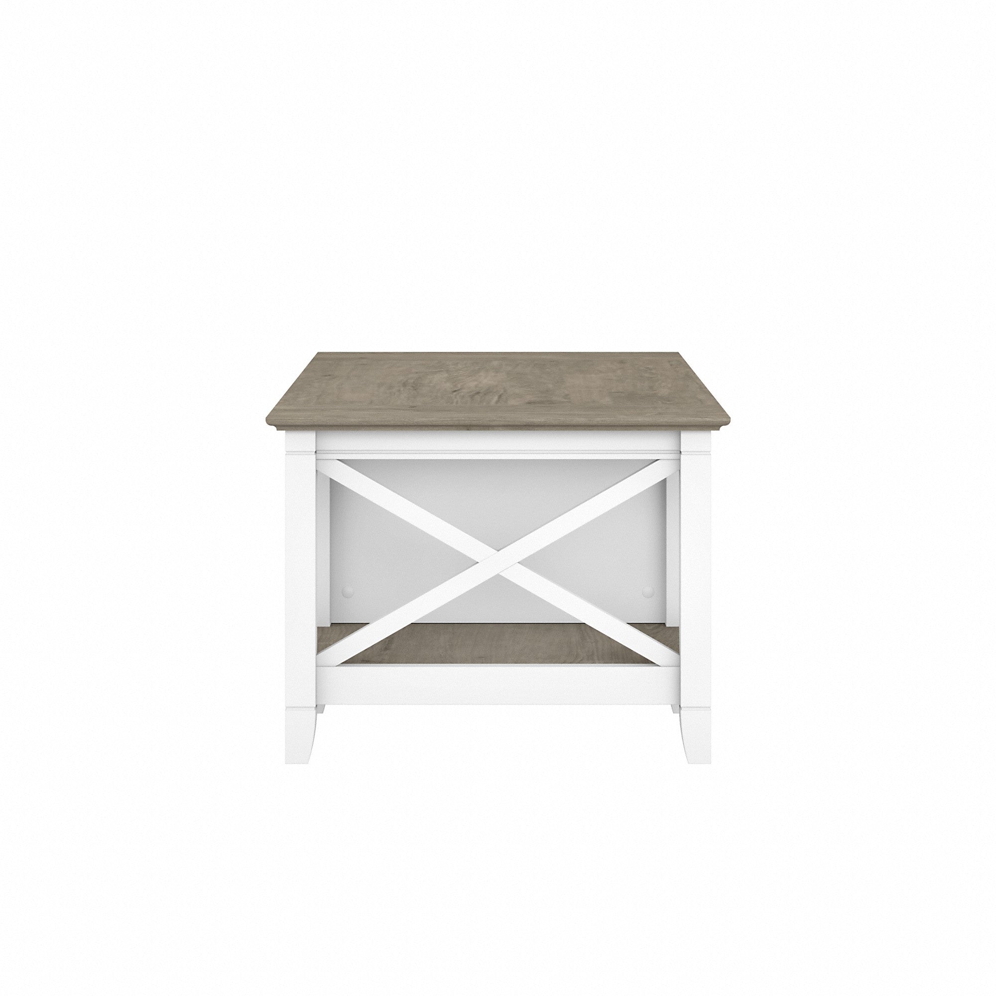 Bush Furniture Key West Coffee Table with Storage Shiplap Gray Pure White